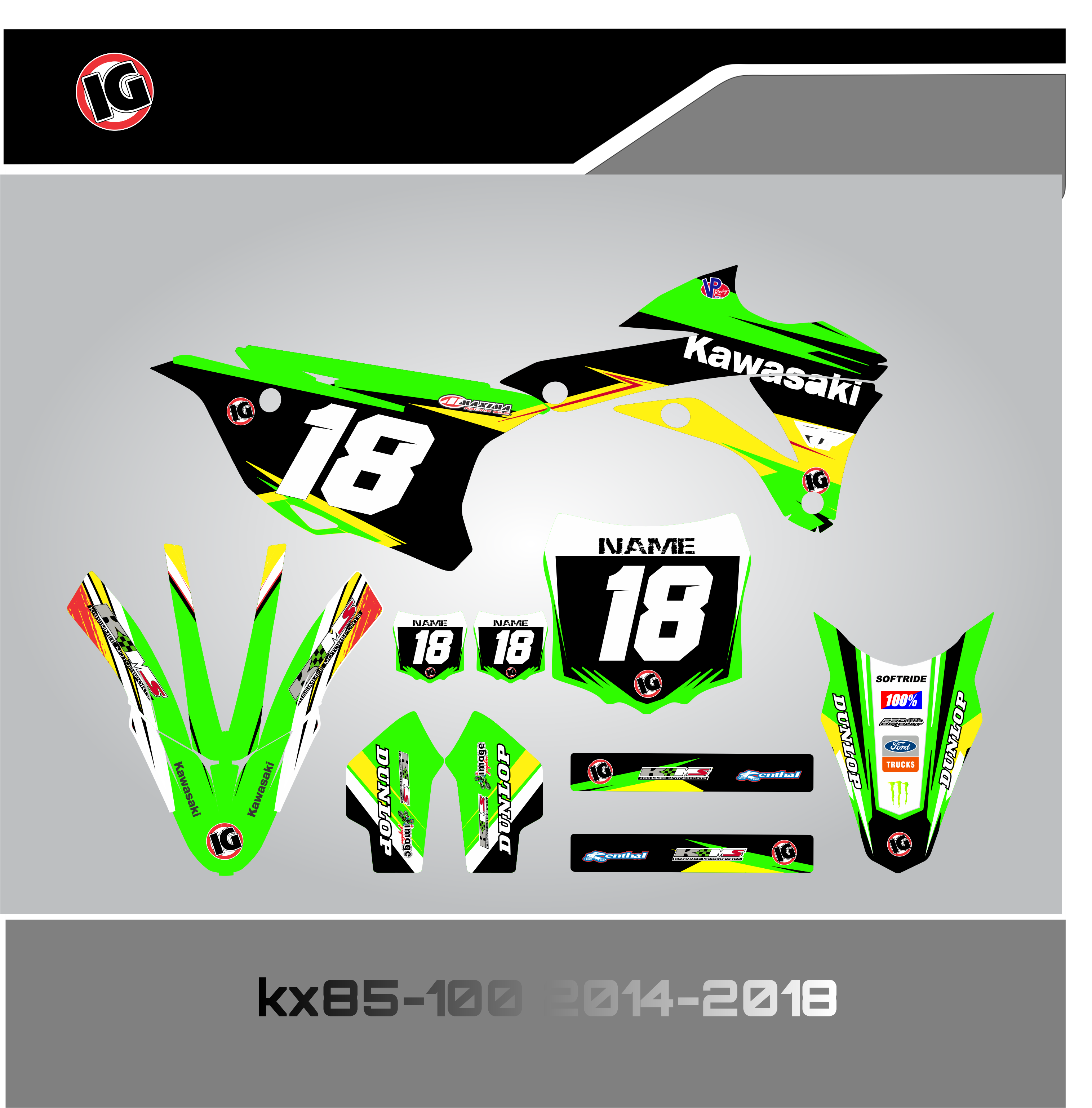 SEMI CUSTOM KAWASAKI RACE STYLE kx85/100 | Image Graphics