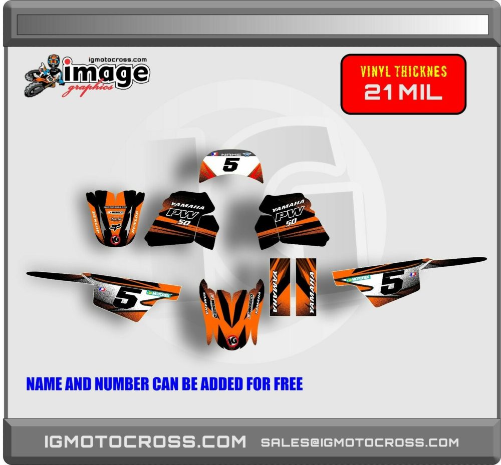 YAMAHA PW 50 PW50 GRAPHICS KIT DECALS Fits Years 1990 - 2020 ORANGE ...